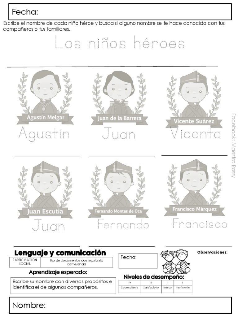Niños Heroes ACTIVIDADES para Imprimir | PDF