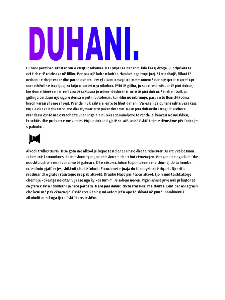Duhani Përmban Substancën e Quajtur Nikotinë | PDF