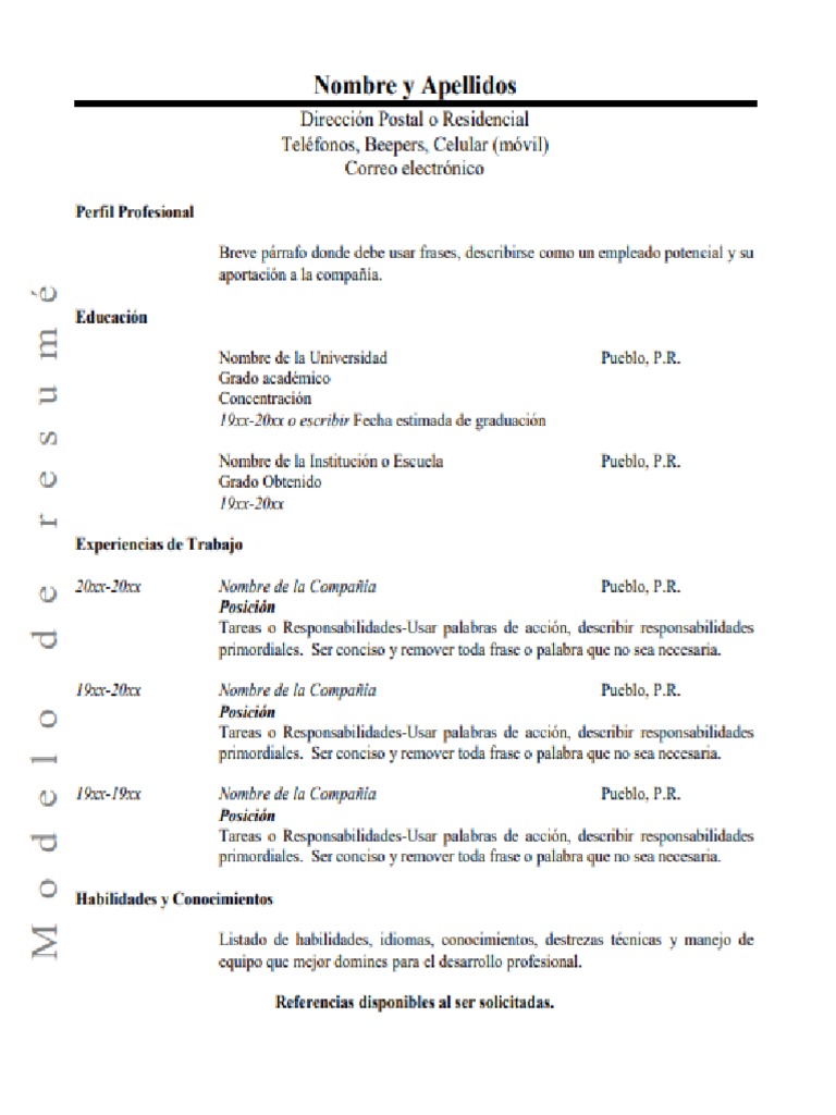 #4 Modelo de Resumé | PDF