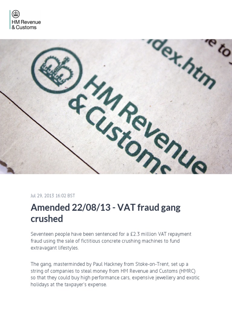 Amended 22 08 13 - VAT Fraud Gang Crushed | PDF | Value Added Tax ...