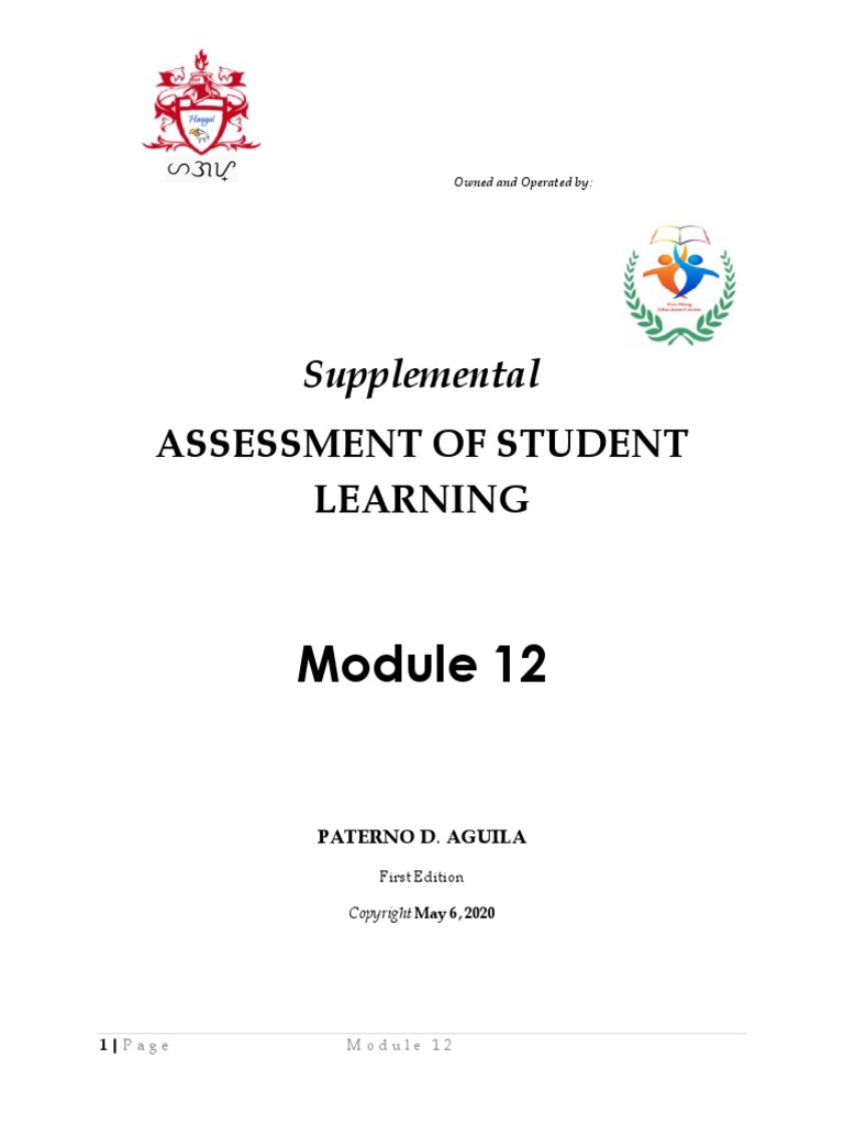 Module 12 - Assessment of Student Learning Supplemetal | Download Free PDF | Educational ...
