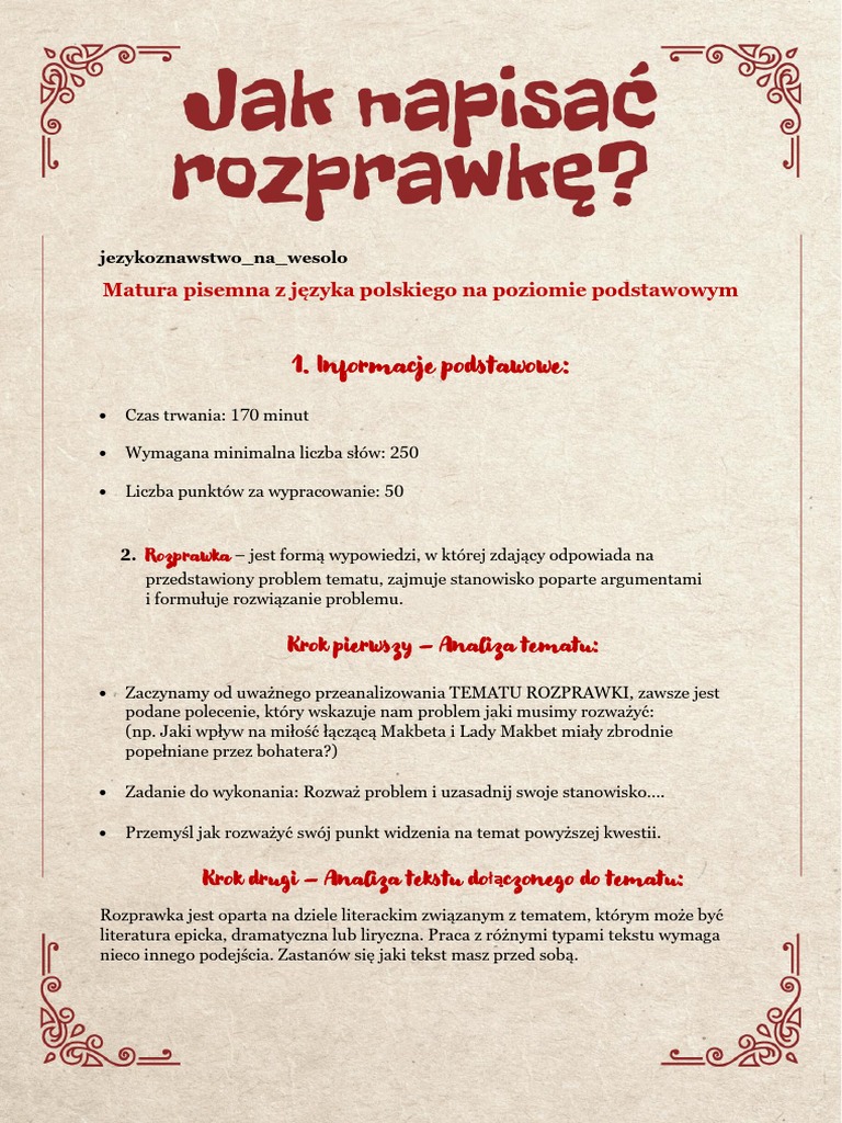 Jak Napisać Rozprawkę - Schemat + Przykładowa Rozprawka (Cke) | PDF