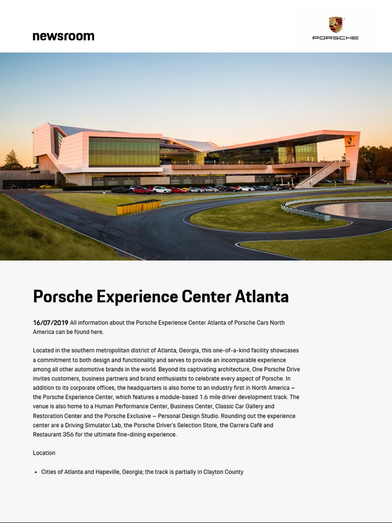 Porsche Experience Center Atlanta | PDF | Atlanta | Sports Cars