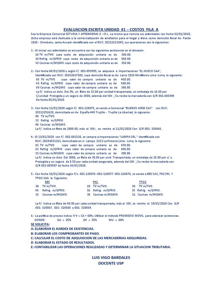 Examen I - 2021 II | PDF | Lima | Pequeños negocios