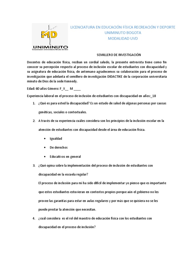 Entrevista Inem 2 | PDF | Inclusión (Educación) | Invalidez