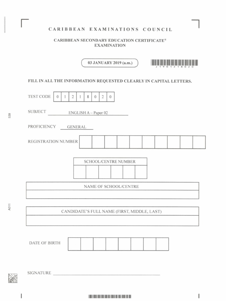 English A Paper 02 JAN 2019 | PDF