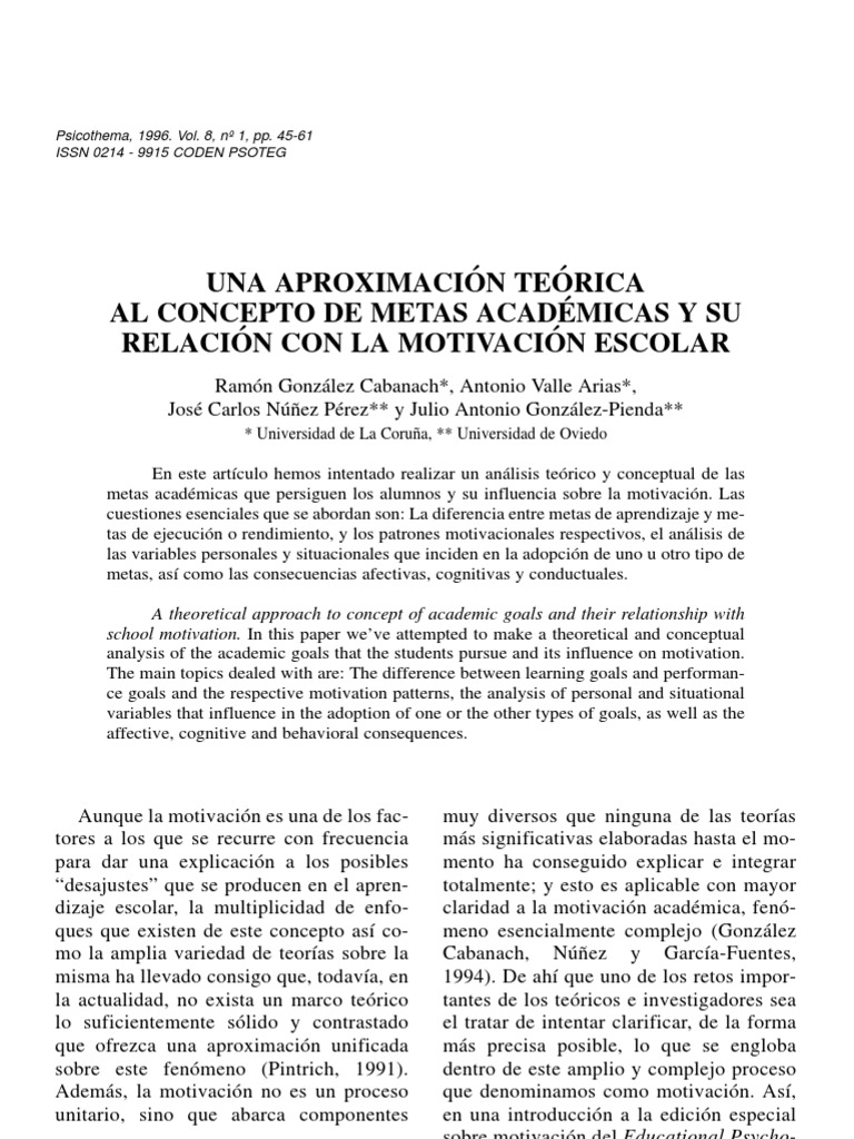 Metas Académicas | PDF | Motivación | Motivacional