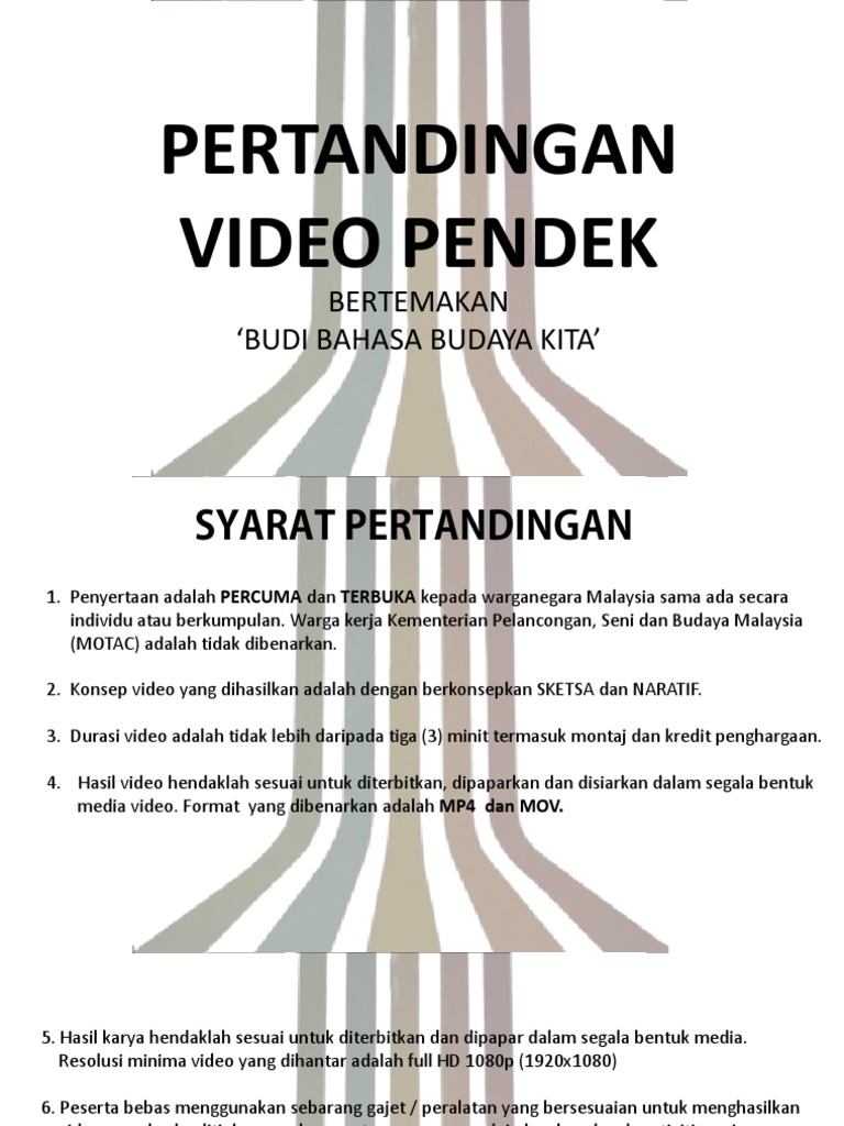 Syarat Pertandingan Filem Pendek Budi Bahasa B | PDF