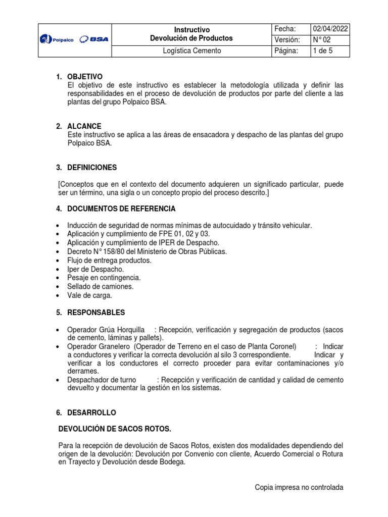 Instructivo Devolución de Producto | PDF | Máquina elevadora | Logística