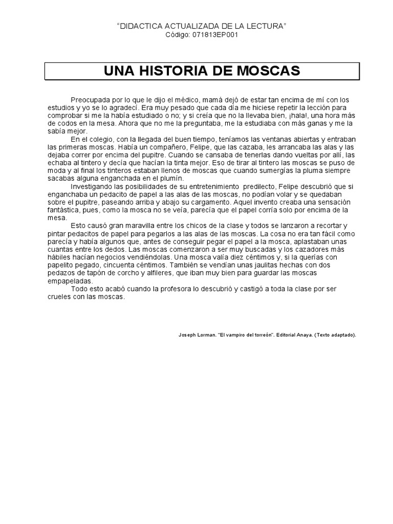 Una Historia de Moscas | PDF | Artes del Lenguaje y Comunicación ...