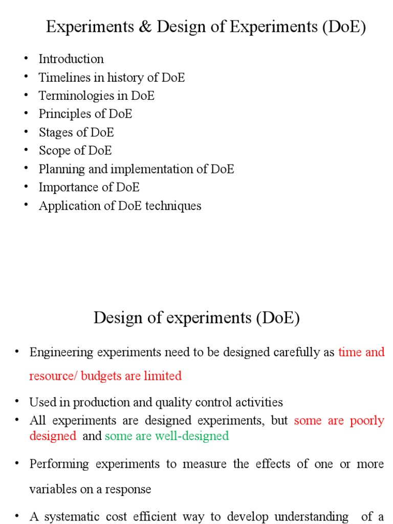 Experiments & Design of Experiments (Doe) | Download Free PDF | Statistics | Experiment