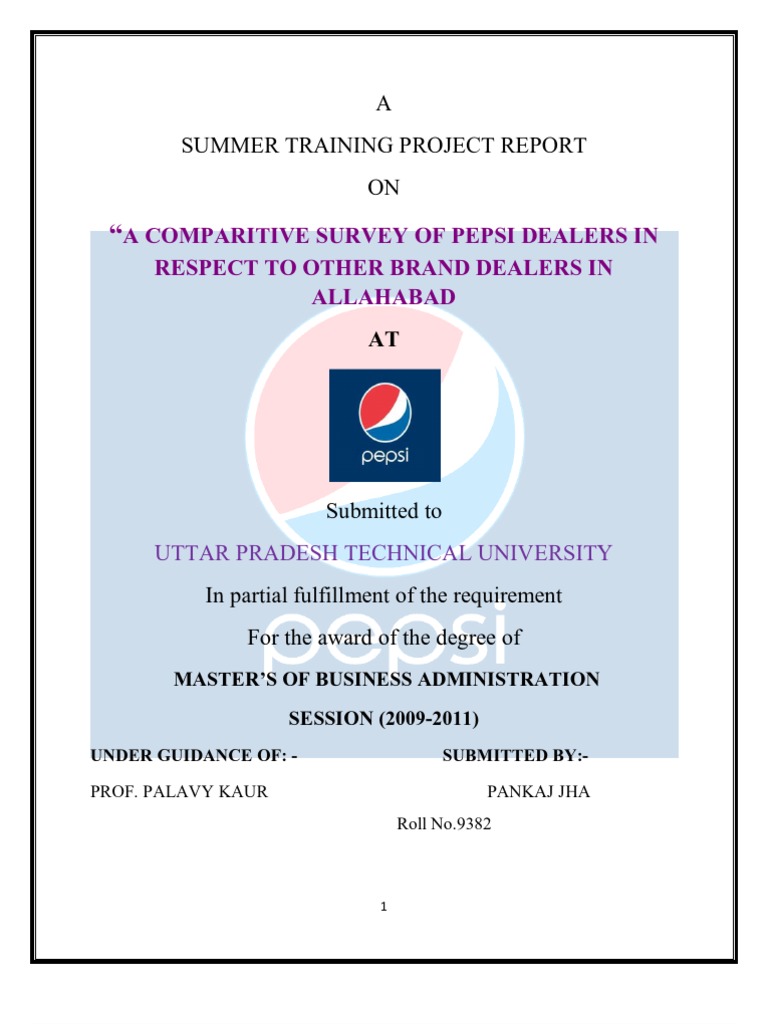 Pepsi Project Report | PDF | Retail | Pepsi