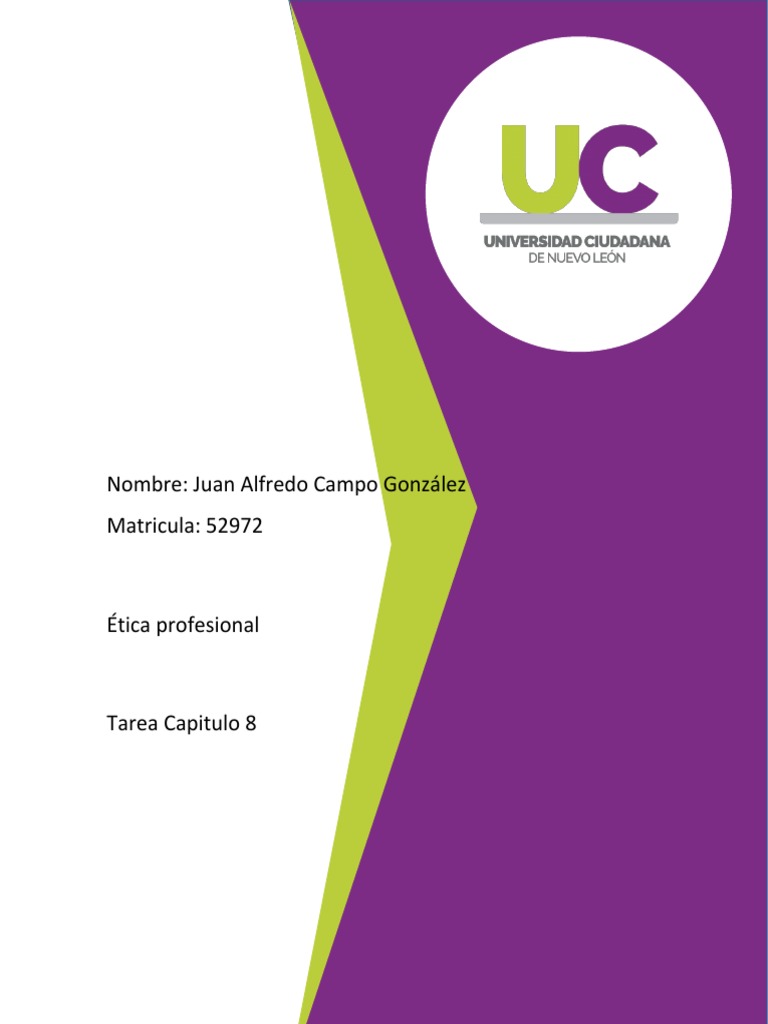 Tarea Capitulo 8 - Etica Profesional - Juan Alfredo Campo Gonzalez | PDF | café | Planificación ...