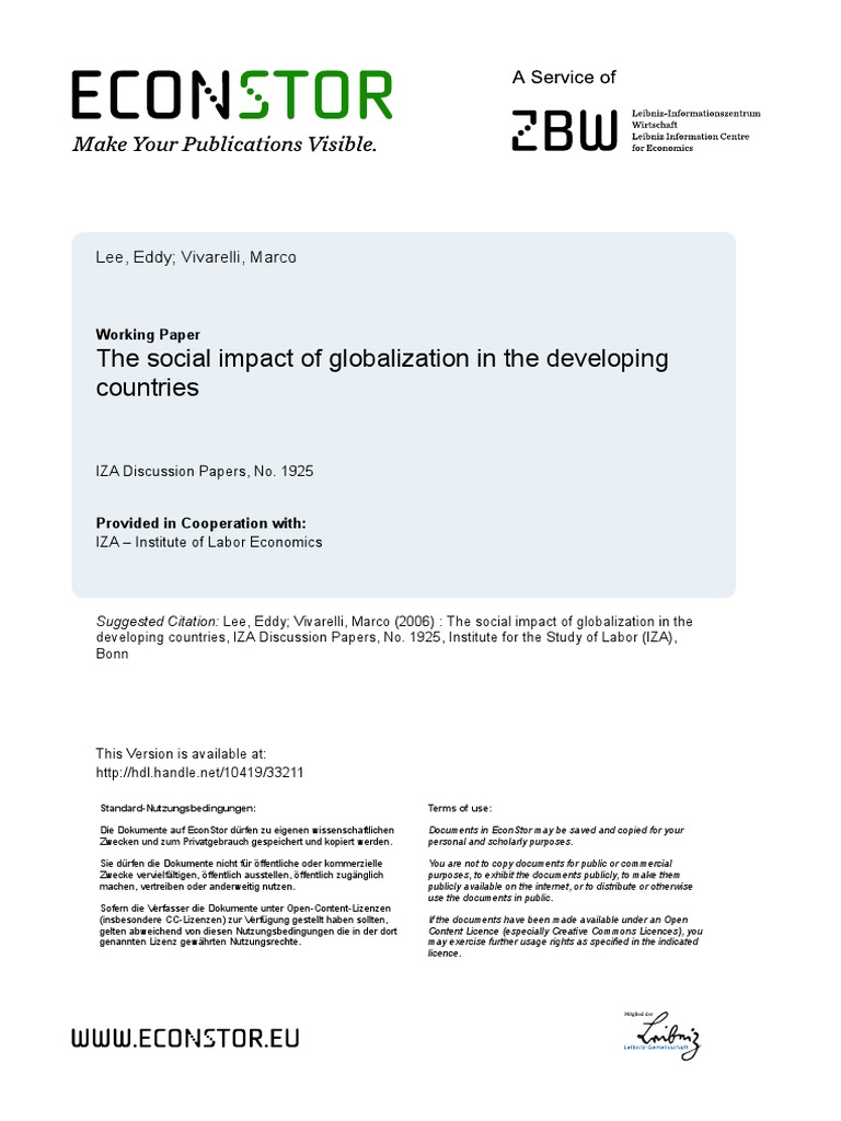 The Social Impact of Globalization in The Developing Countries | PDF ...