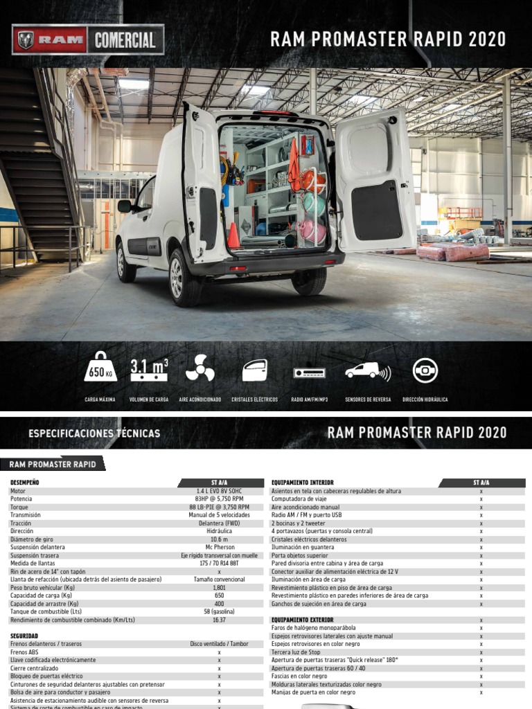 Ram Promaster Rapid 2020 Ficha Tecnica v04 | PDF | Bienes ...