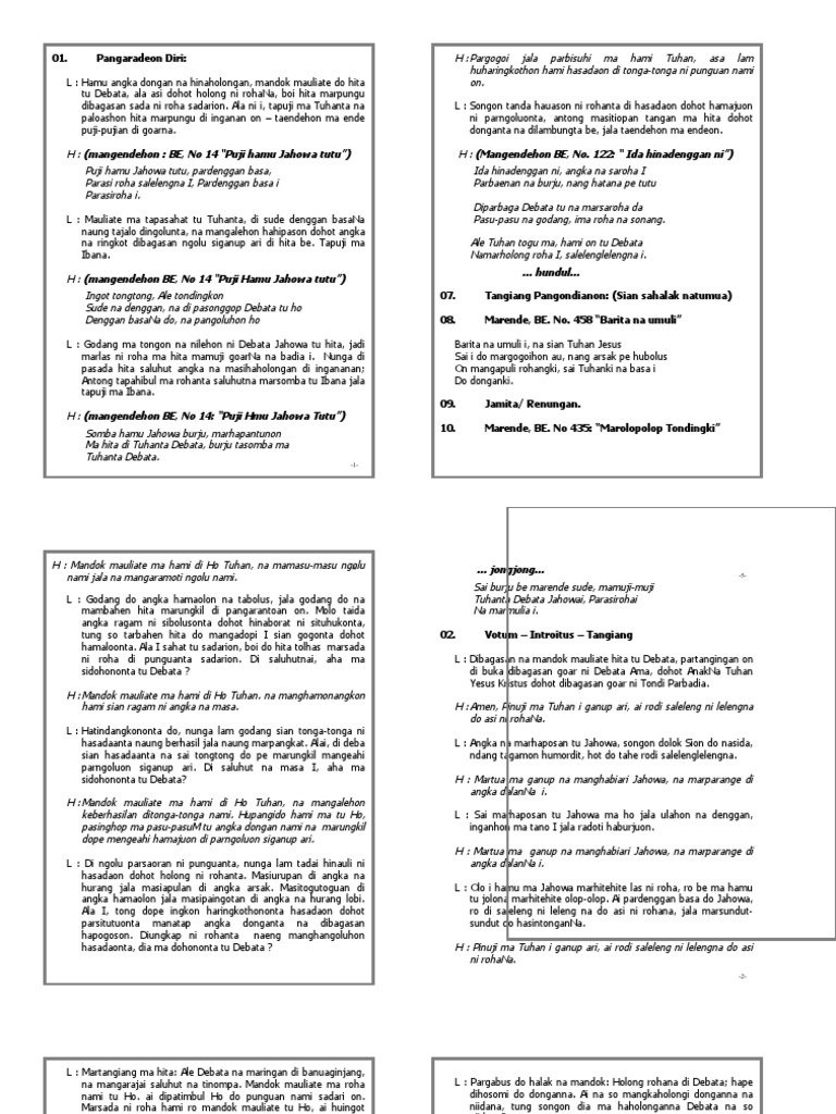 Acara Partangiangan Nababan Contoh | PDF