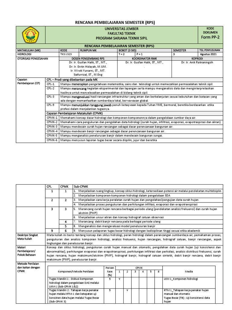 RPS OBE Hidrologi OK | PDF