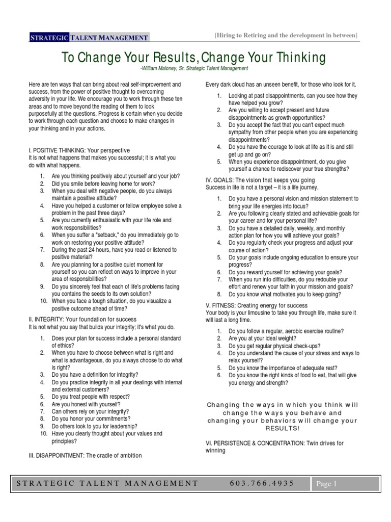 To Change Your Results, Change Your Thinking | PDF | Optimism | Motivation