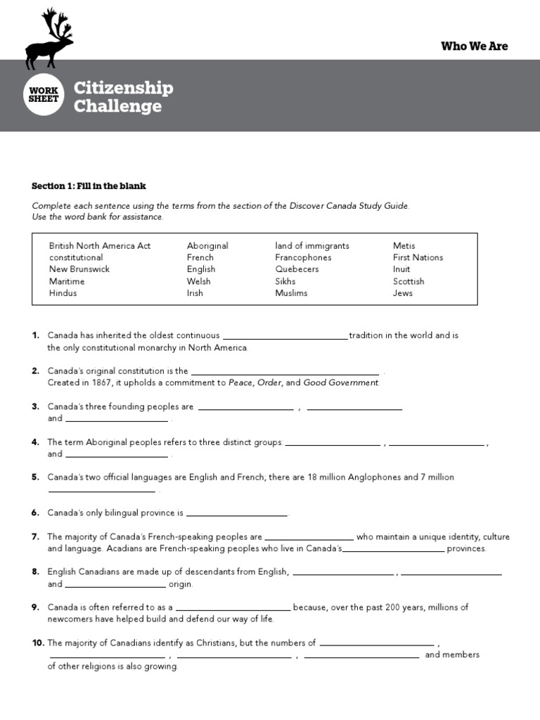 Who We Are Worksheet | PDF | Canada | Ethnicity