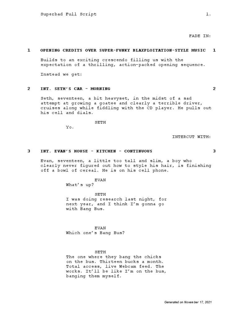 Superbad Full Script | PDF