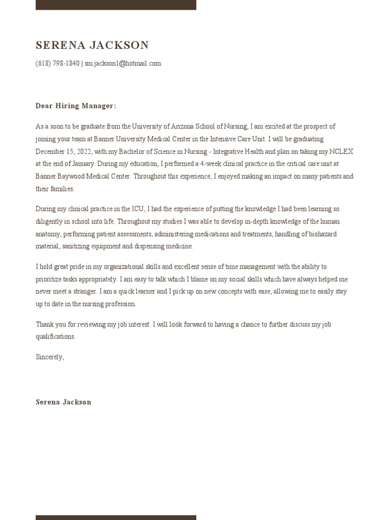 Nurs 478 - Cover Letter Assignment 2 | PDF | Career & Growth | Self ...