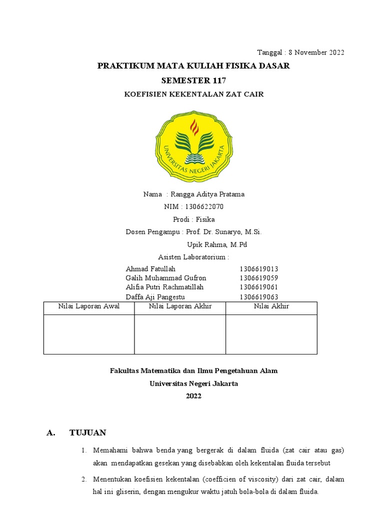 Koefisien Kekentalan Zat Cair Pny Ditya | PDF
