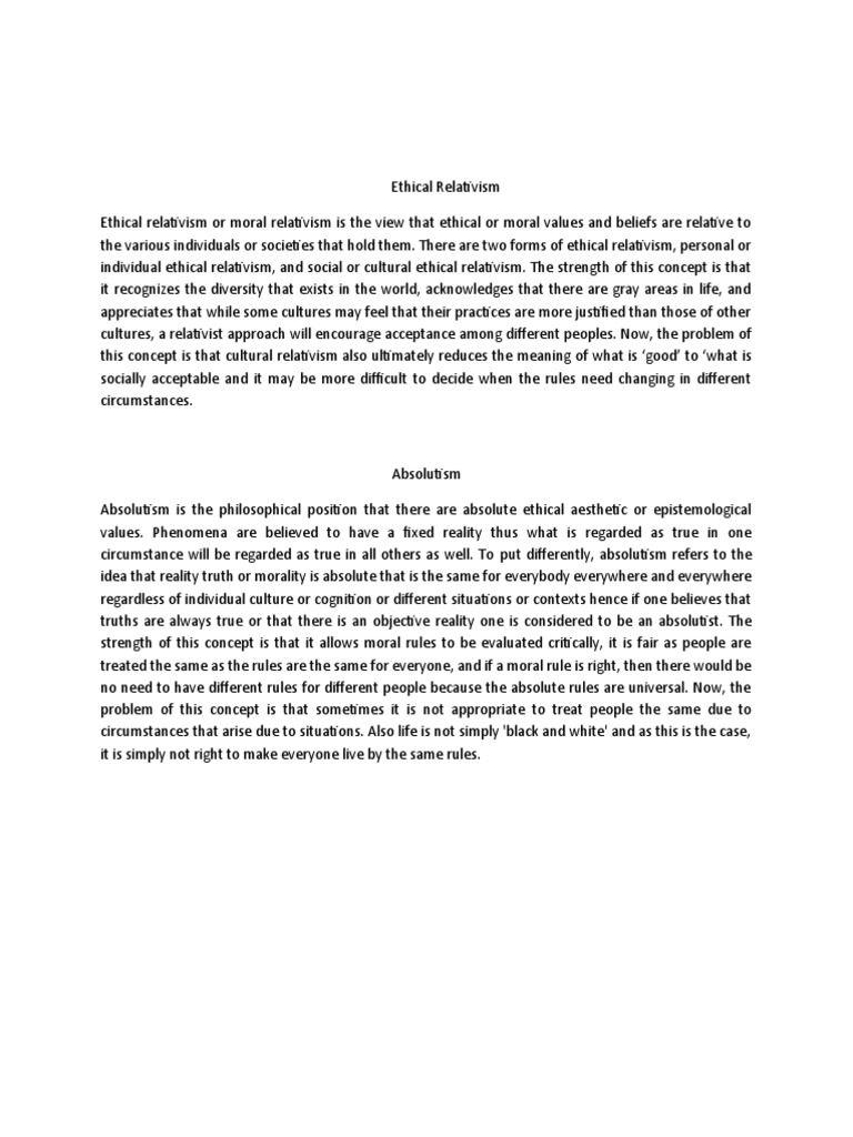 Critique of Ethical Position | PDF