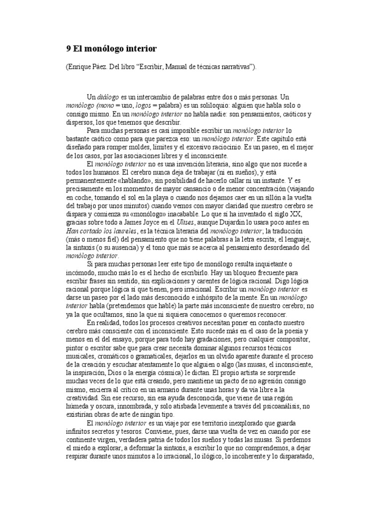 El Monólogo Interior | PDF | James Joyce | Monólogo