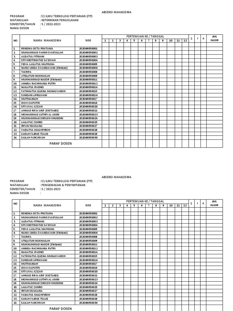 Absensi Mahasiswa Itp'20 | PDF