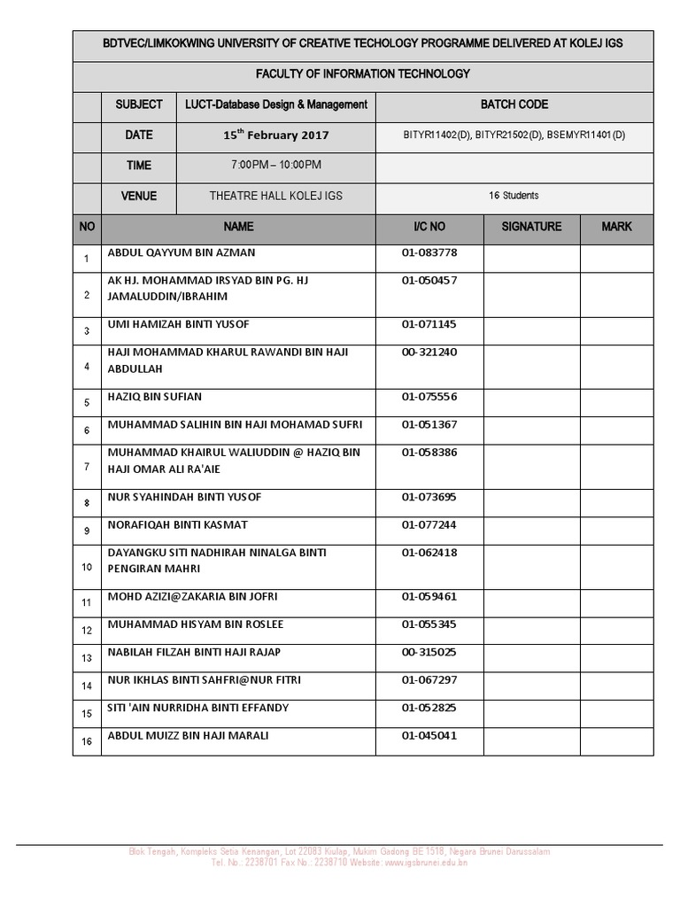 Midterm Exam Attendance Sheet | PDF | Honorifics | Computing