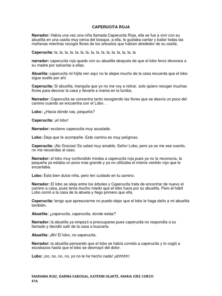 Guion Caperucita Roja | PDF | Caperucita Roja