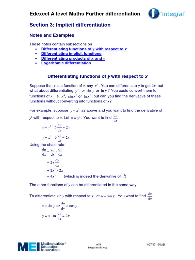Implicit Differentiation | PDF | Derivative | Equations