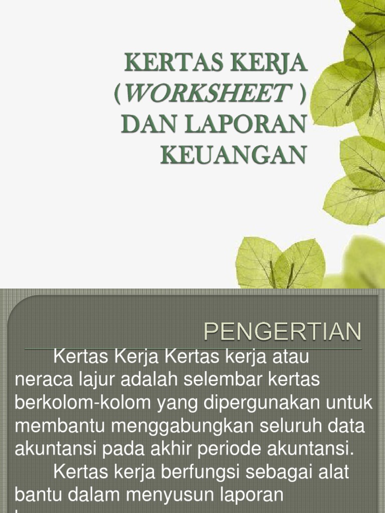 Kertas Kerja (Worksheet) | PDF | Pengelolaan Keuangan & Uang ...