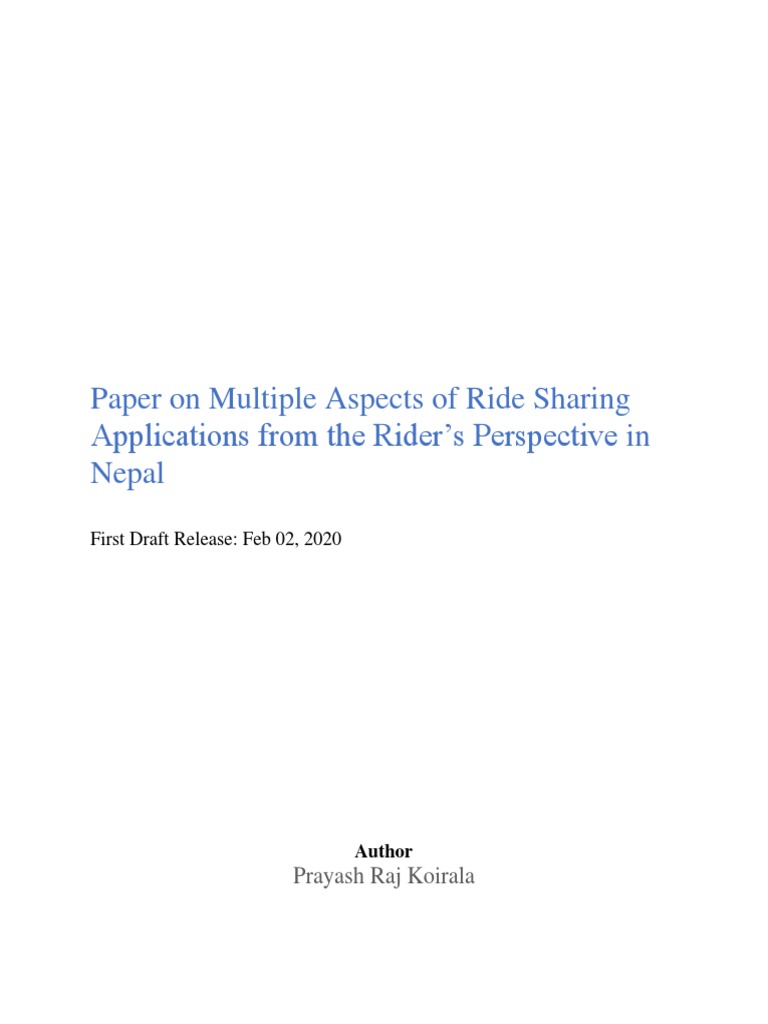 Paper On Multiple Aspects of Ride Sharing Applications From The Rider's ...