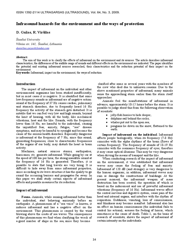 Infrasound Hazards For The Environment and The Ways of Protection | PDF ...