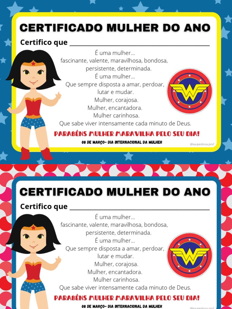 Certificado Mulher Do Ano | PDF