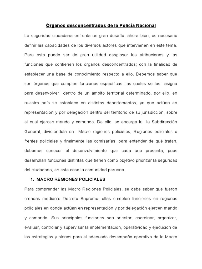 Funciones órganos desconcentrados PNP | PDF | Policía | Cumplimiento de ...