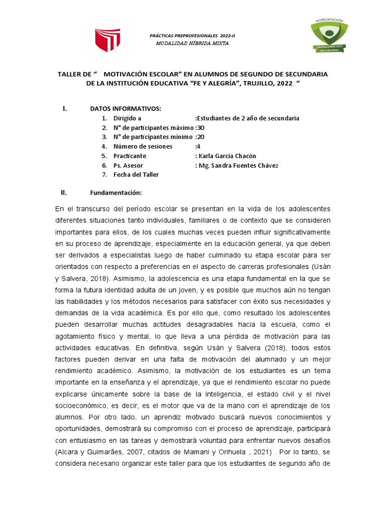 2c Taller de Motivación | Descargar gratis PDF | Aprendizaje | Motivacional