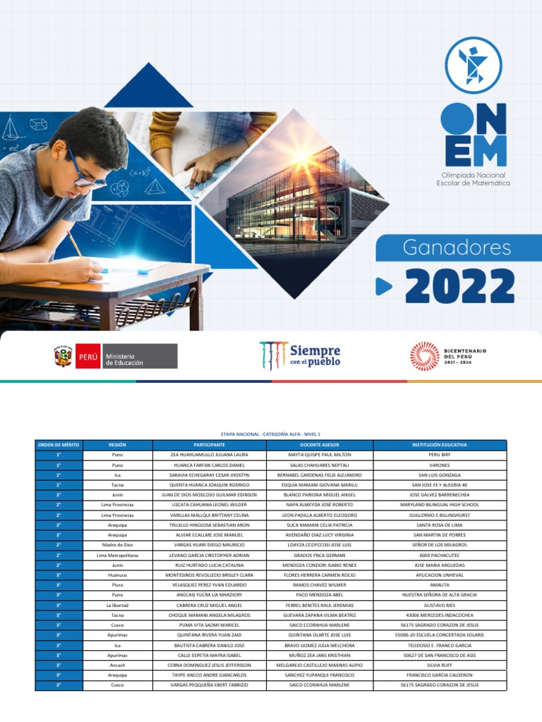 Ganadores Onem 2022 | PDF | Perú