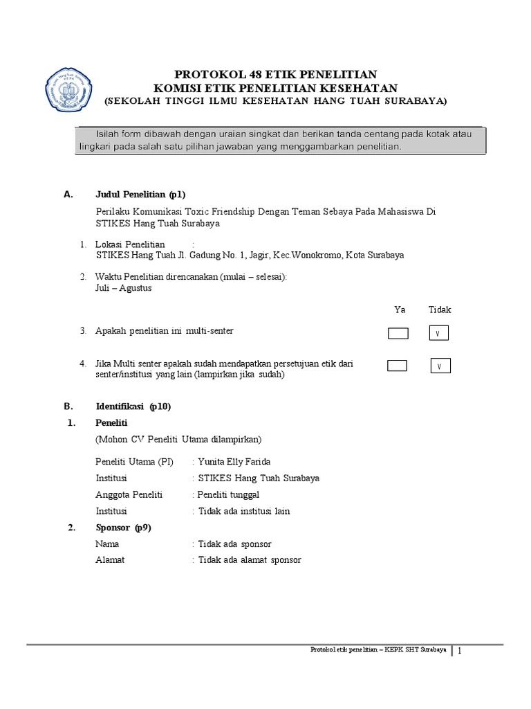 Etik Penelitian - KEPK SHT | PDF
