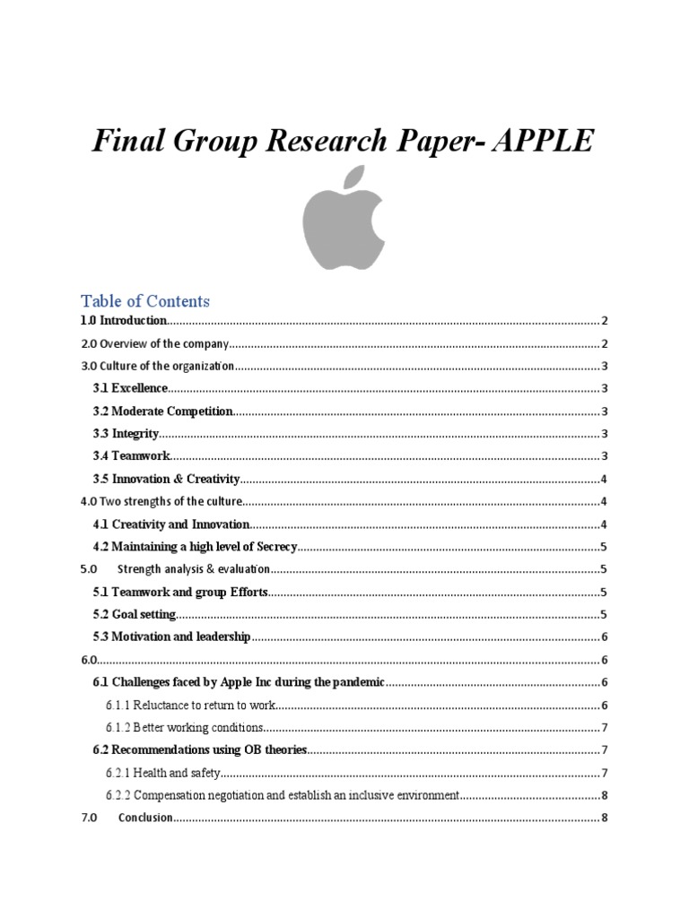 Apple Research Paper | Download Free PDF | Apple Inc. | Organizational ...
