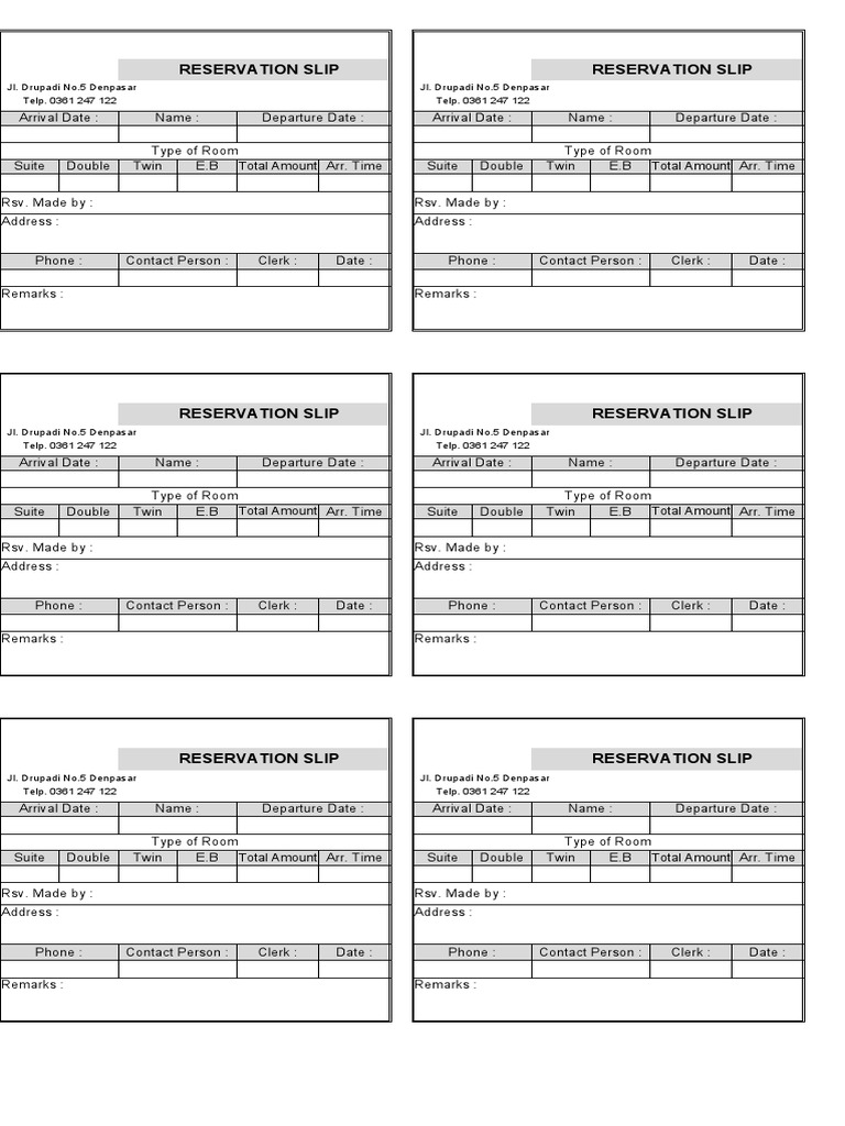 Reservation Slip 1 | PDF