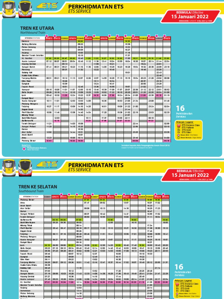 ETS Train Schedule and Routes | PDF | Rail Transport | Transport