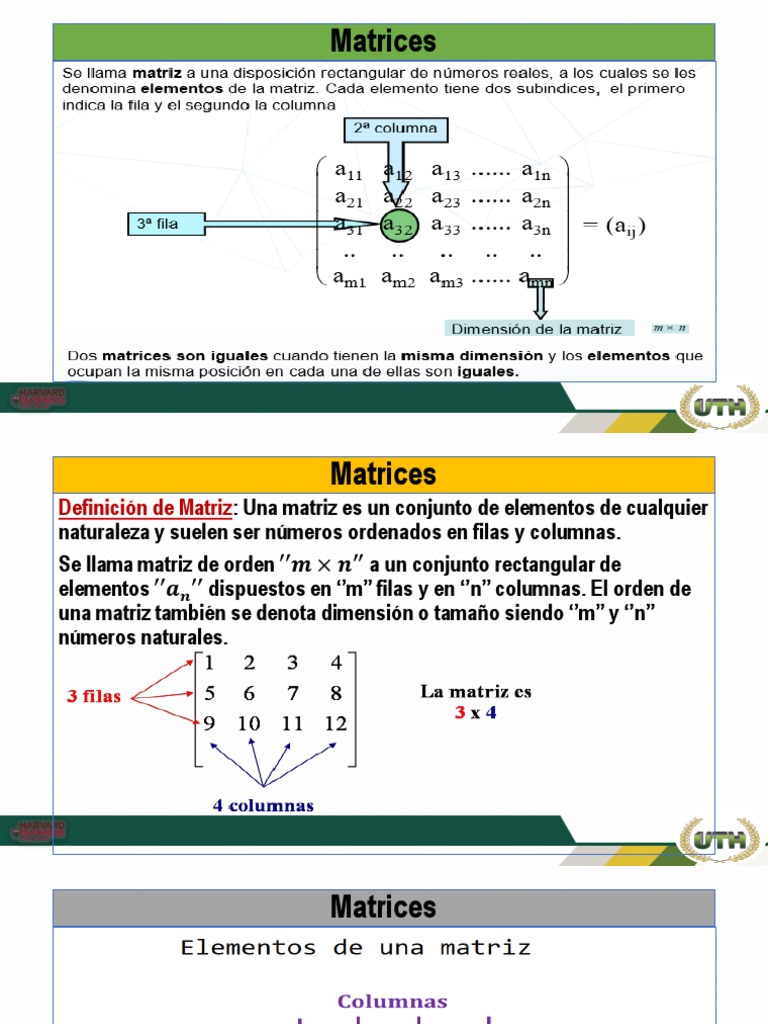 Presentacion 5 Matrices | PDF | Matriz (Matemáticas) | Conceptos matemáticos