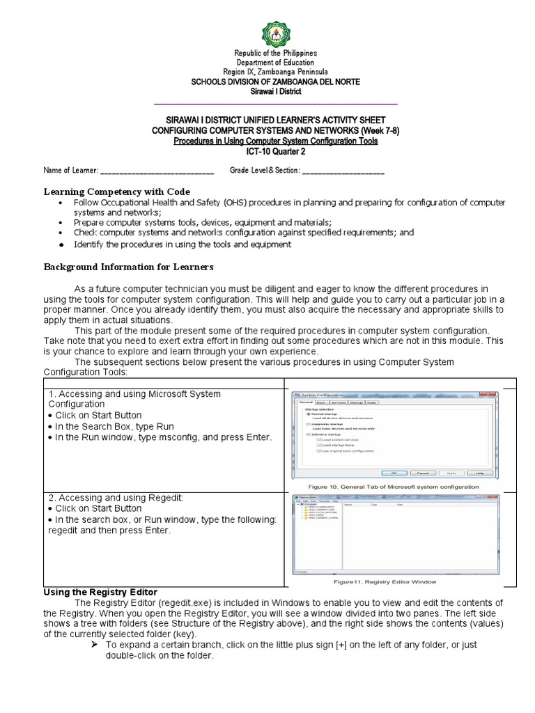 10 - LAS - WEEk7-8-Procedures in Using Computer System Configuration Tools | PDF | Windows ...