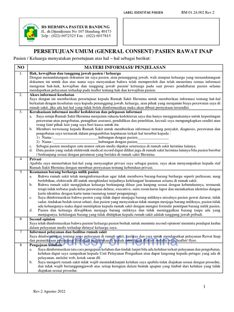 Persetujuan Umum General Consent RWI (Kosong) | PDF | Pengembangan Diri