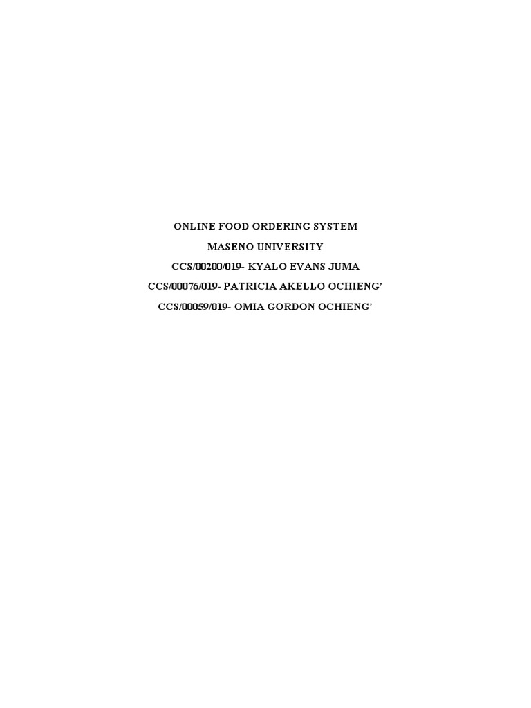 Online Food Ordering System Project Proposal Edited Pdf