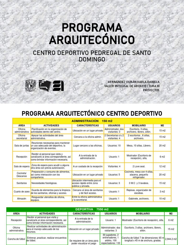 Programa Arquitectónico Deportivo Chapultepec | PDF