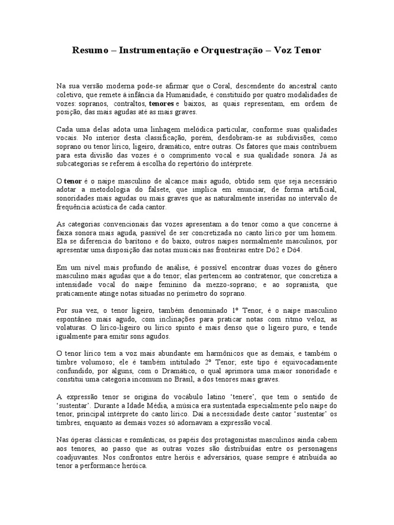 Exercício 1 - Voz Tenor | PDF | Canto | Elementos da música