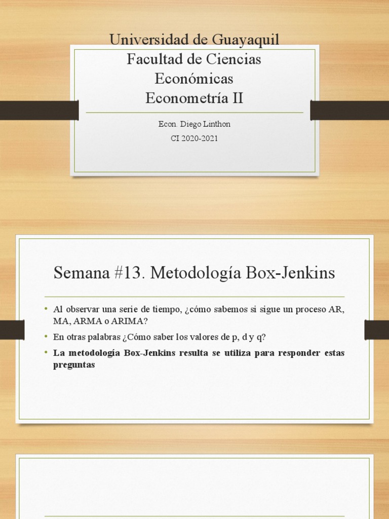 Box Jenkins | PDF | Métodos y materiales de enseñanza